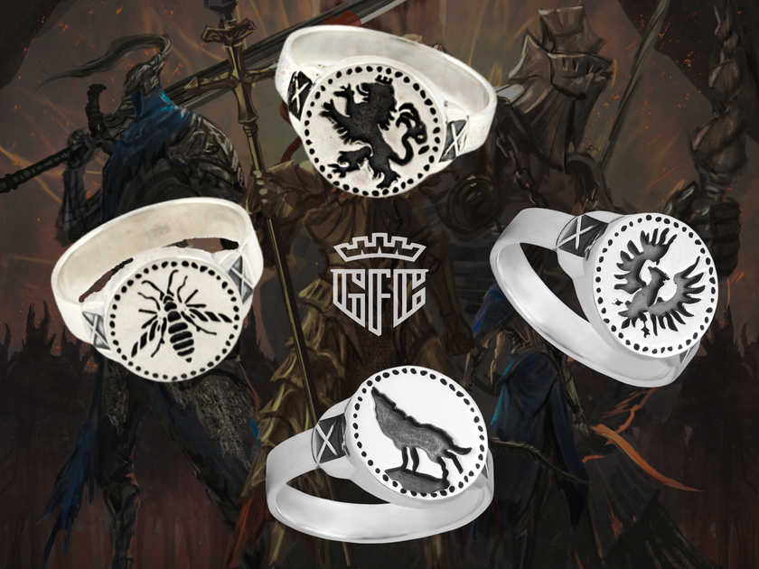 Silver Handmade Dark Souls Knights of Gwyn Rings Set for Geeks and ...